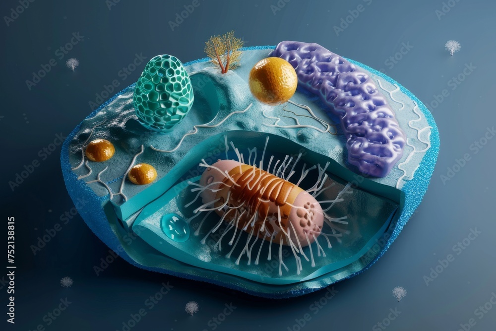 Crosssectional of eukaryote ,plant and animals cell colorful ,cell wall ...