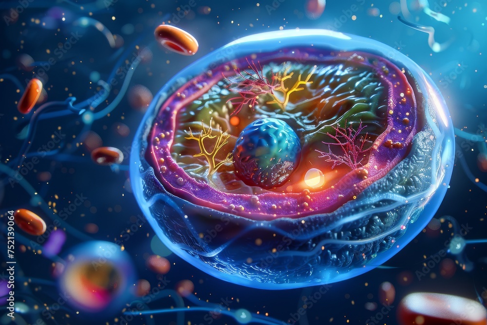 Crosssectional of eukaryote ,plant and animals cell colorful ,cell wall ...
