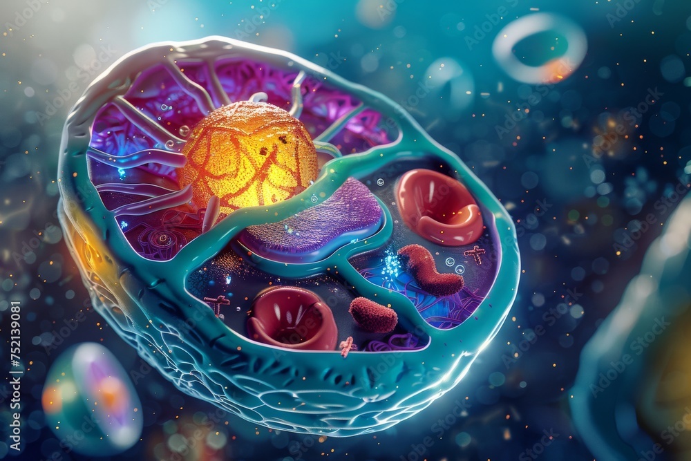 Crosssectional of eukaryote ,plant and animals cell colorful ,cell wall ...