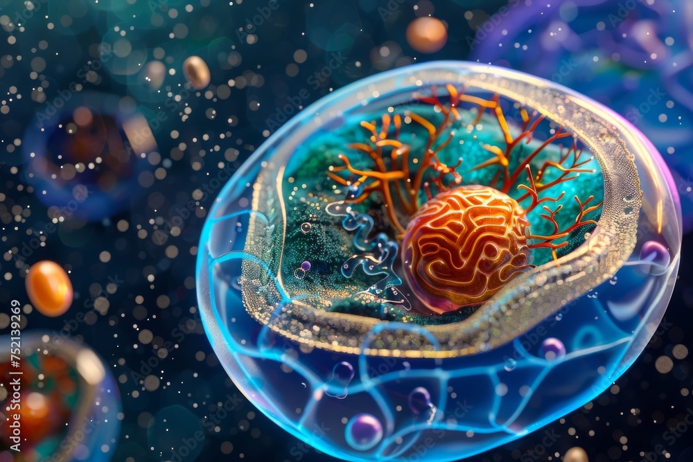 Crosssectional of eukaryote ,plant and animals cell colorful ,cell wall, and Chloroplast ...