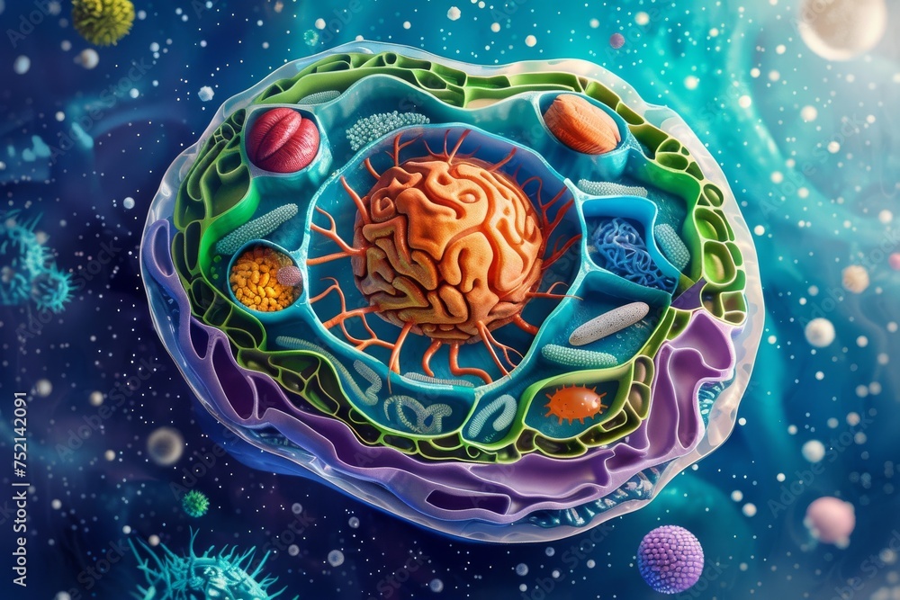 Crosssectional of eukaryote ,plant and animals cell colorful ,cell wall ...