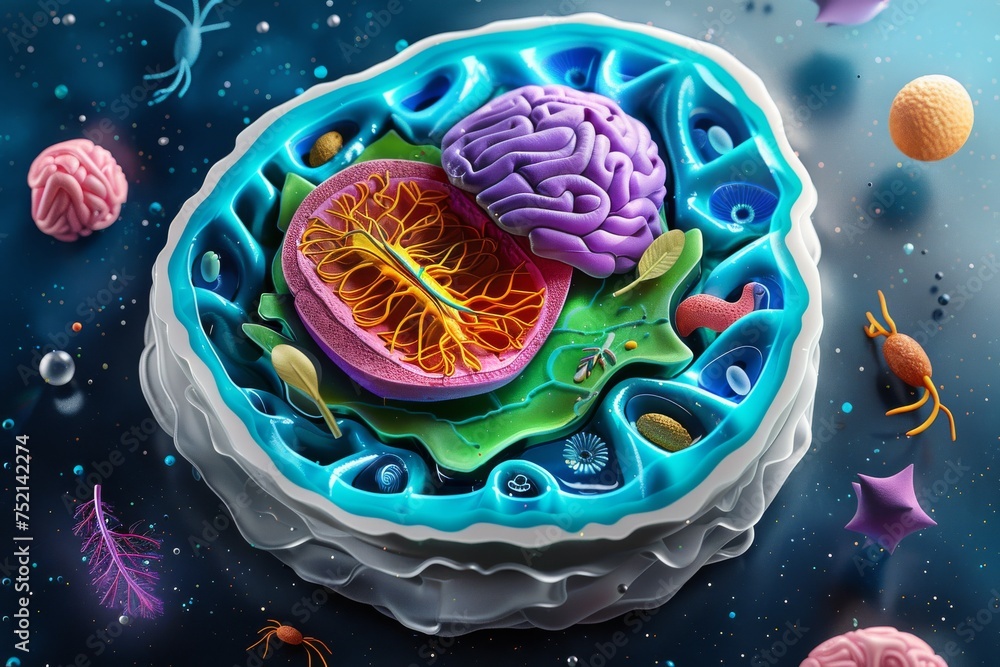 Crosssectional of eukaryote ,plant and animals cell colorful ,cell wall ...