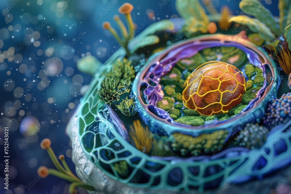 Crosssectional of eukaryote ,plant and animals cell colorful ,cell wall ...