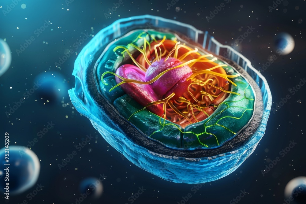 Crosssectional of eukaryote ,plant and animals cell colorful ,cell wall ...