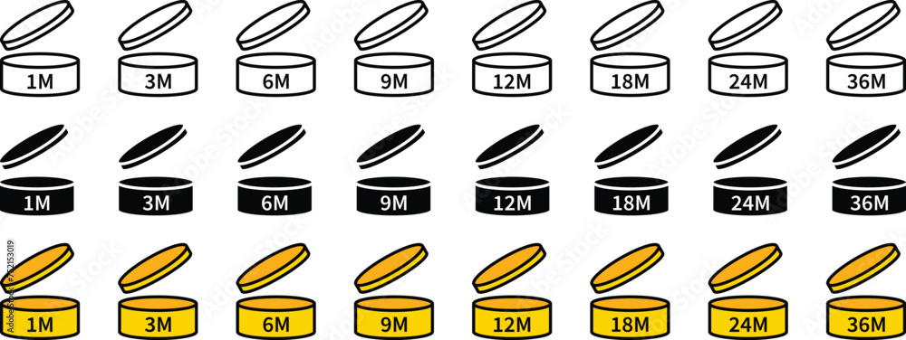 POA, Period after open icons, symbol collection in lined, isolated and ...