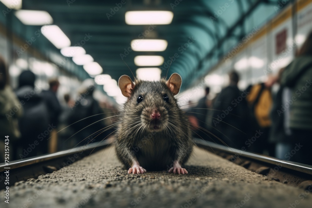 rat in metro underground tunnel in big city. Rats on the rise urban ...