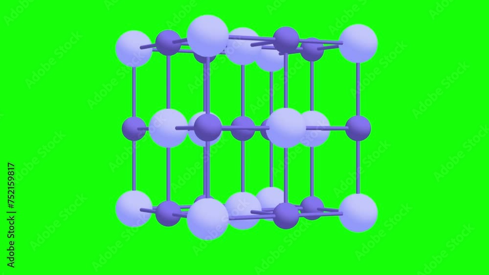 Vidéo Stock Crystal lattice molecule grid rotates. Sodium chloride rock ...