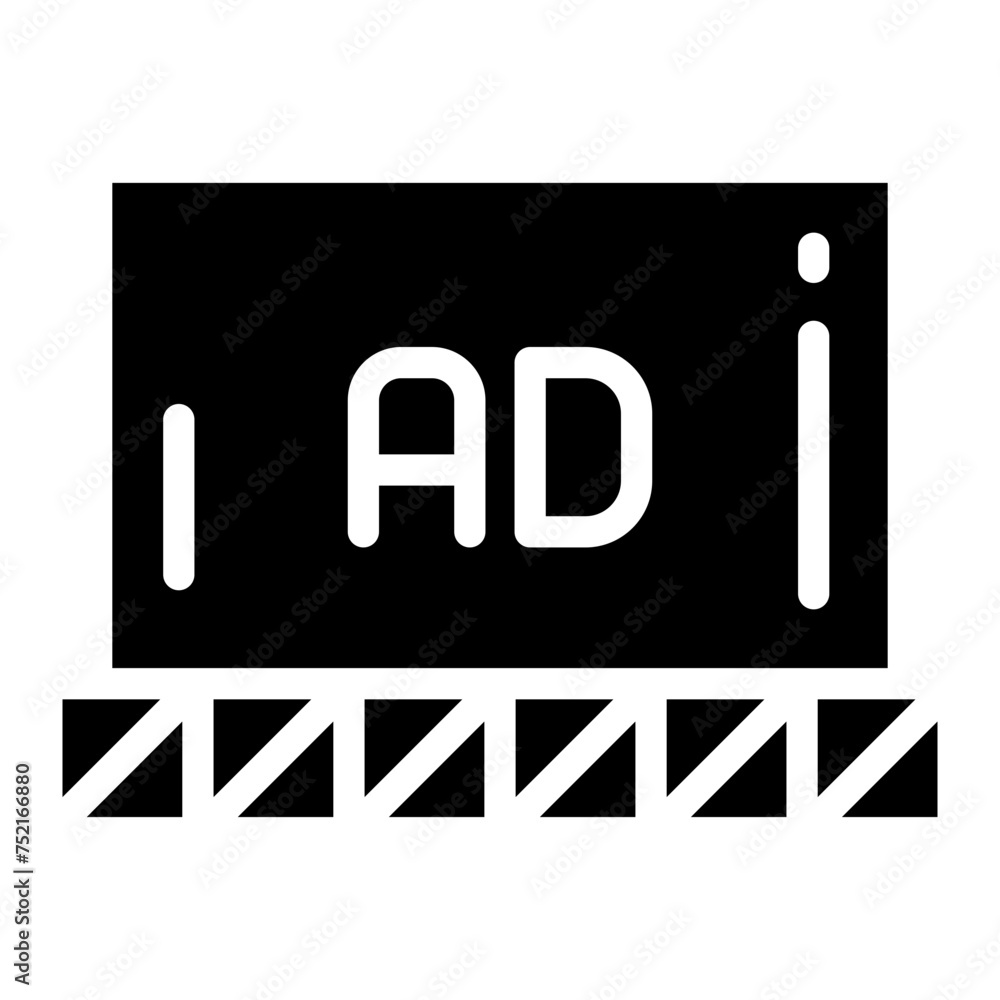 Billboard vector icon. Advertising display road board vector symbol ...