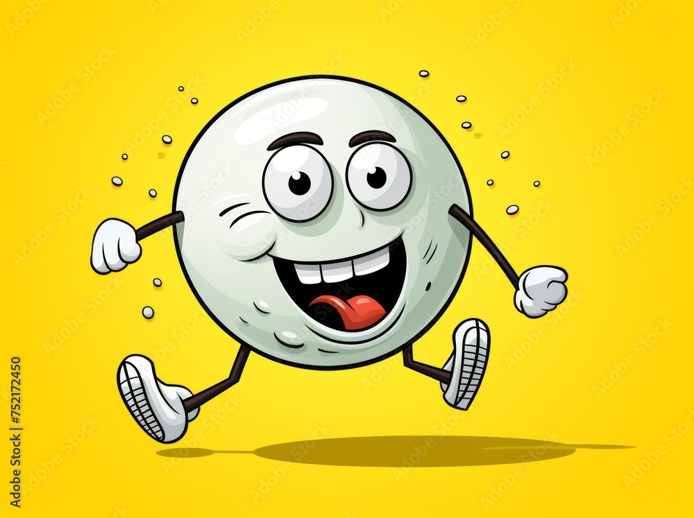 The joyful yellow ball. A bright yellow ball, cartoon character, with a ...