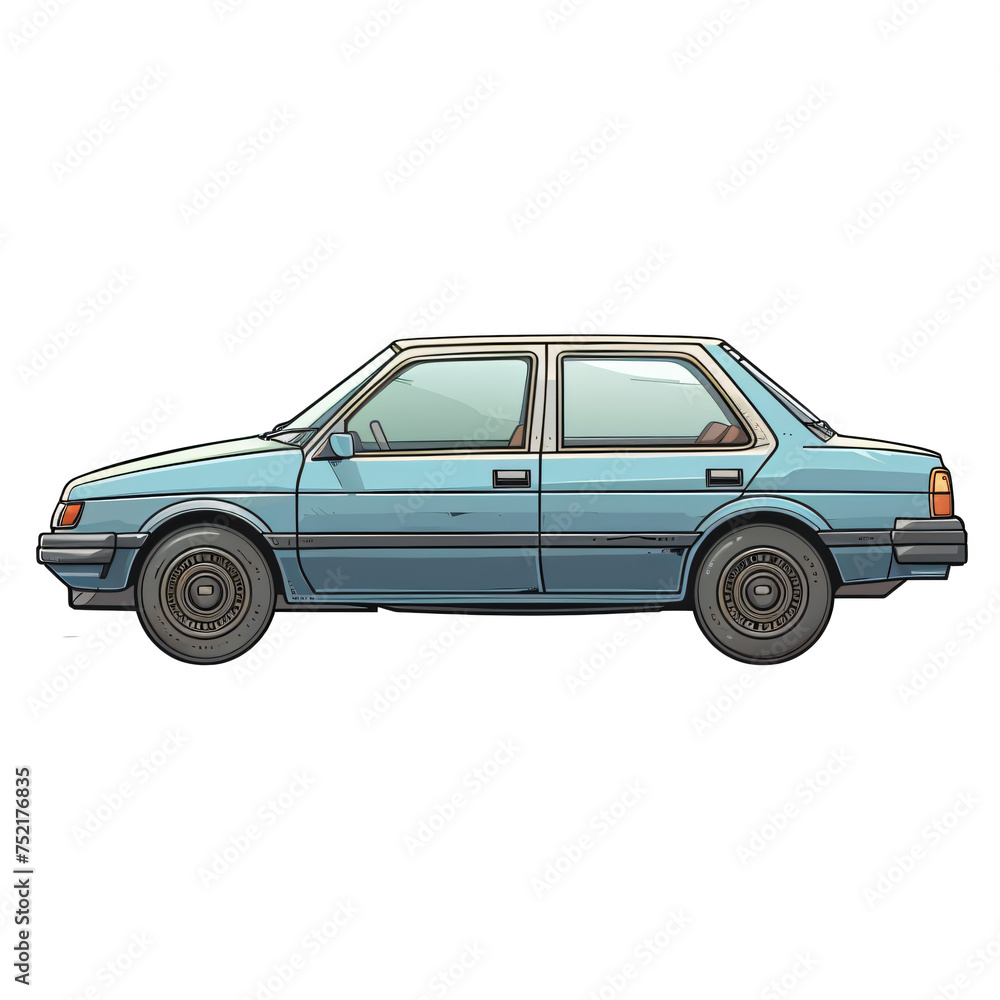 Pale blue vintage sedan car isolated on transparent background PNG ...