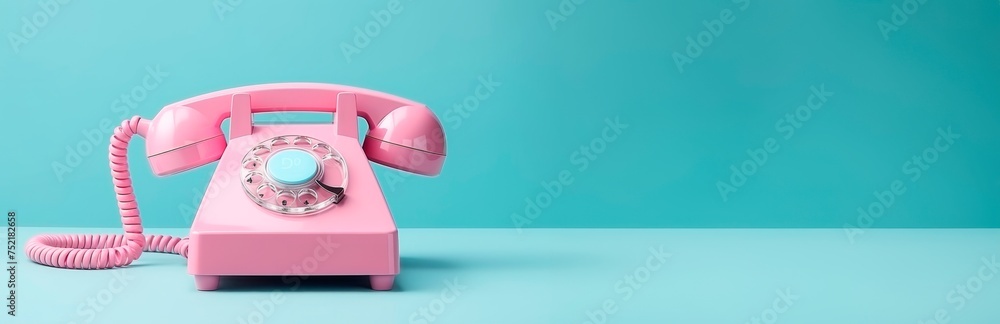 Vintage classic rotary dial phone. pink Pastel colour palette. Retro ...