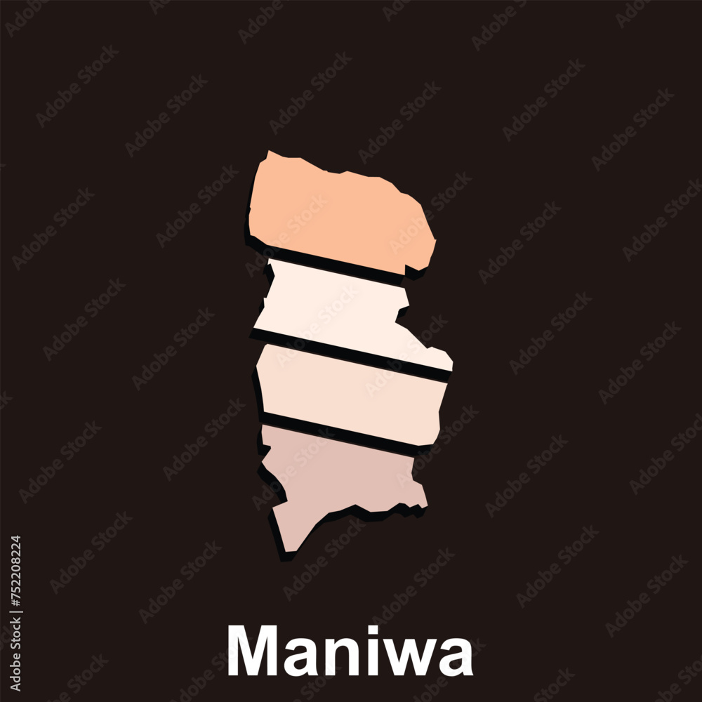 Map of Maniwa vector map colored be regions with neighbouring countries ...