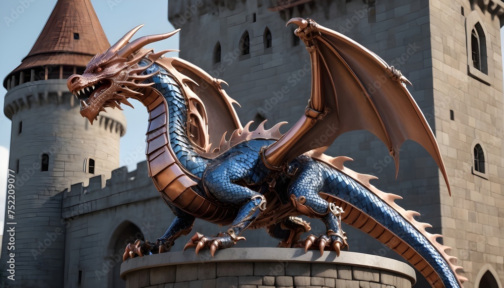 Hyper Realistic Image Of An Intricate Mechanical Dragon With Scales ...