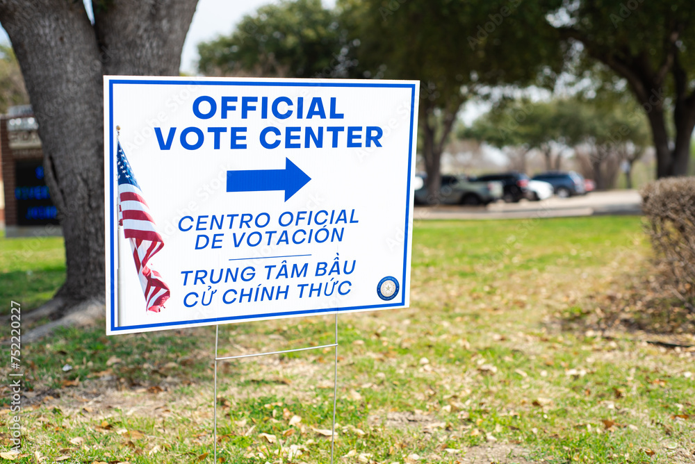 Official Vote Center yard sign with stake in English, Spanish ...