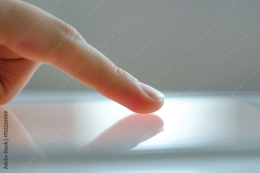 close-up dedo tocando pantalla, mano interactuando con una app de ...
