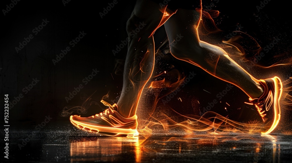 Illustration of a Runner.With a view of a Runner's legs with strength ...