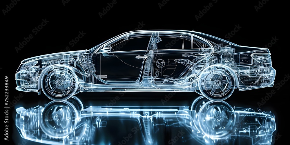 X-ray Technology Revealing Car Structure and Frame in Transparent Image ...