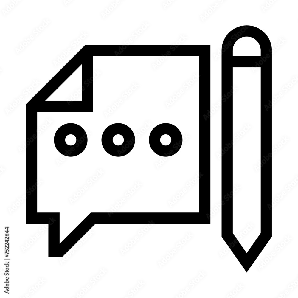 Icono de escribir comentario. Intercambio de ideas, nota, opinión ...
