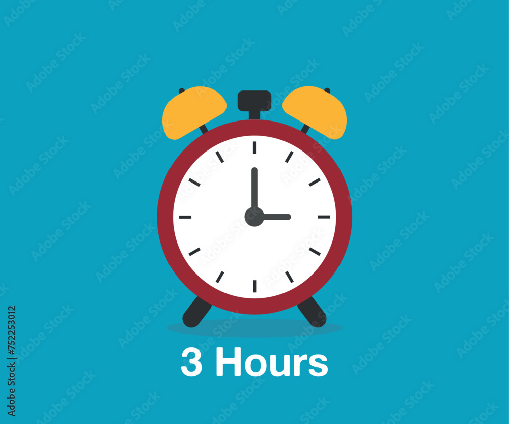 3 Timer sign icon. 3 Hours stopwatch symbol in blue background Stock ...