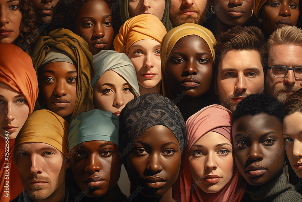 Global diversity of Human Identities concept art, human face paintings ...