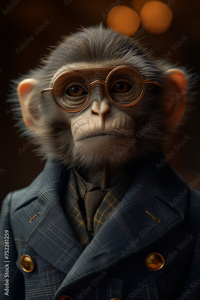 Monkey Avatar in a Business Suit. Playful photo portrait for a personal ...