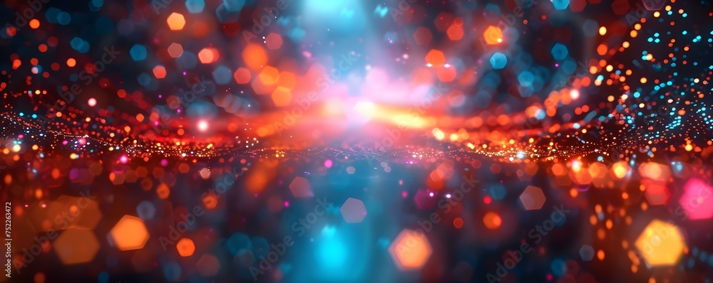 Vibrant futuristic visuals intertwined with glowing tech symbols in ...