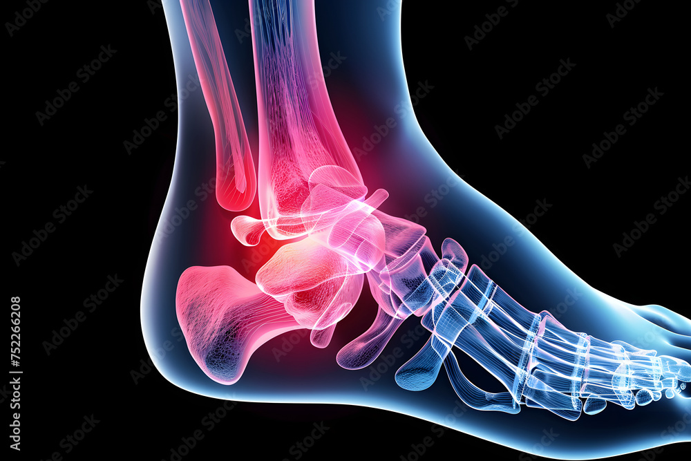 Vivid x-ray scan showing flat feet in human foot for medical treatment ...