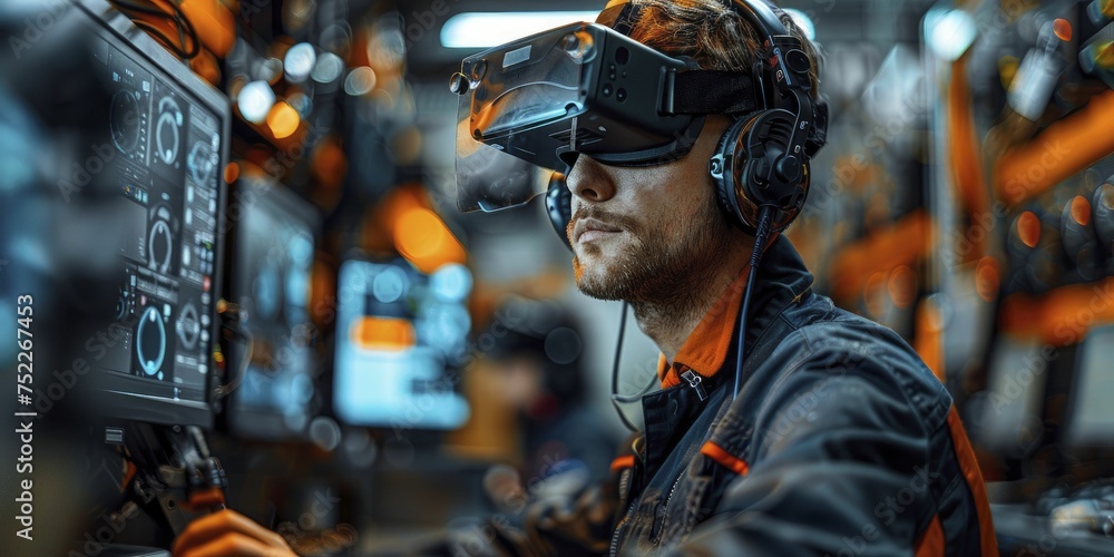 VR setups with immersive training environments for factory personnel ...