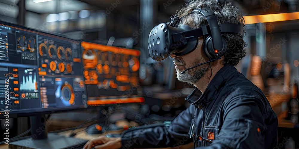 Poster Virtual Reality Training Setups use VR computers for immersive factory training ...