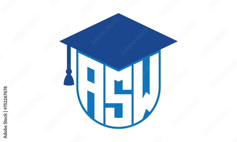 ASW initial letter academic logo design vector template. school college ...