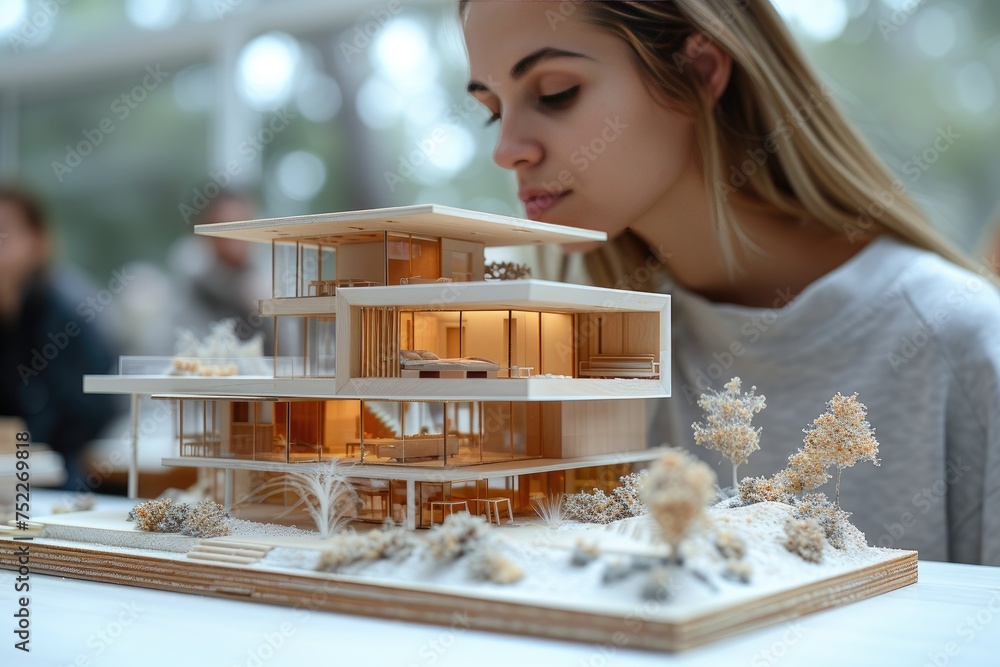 Undergraduate architecture students work on models of the modern box ...