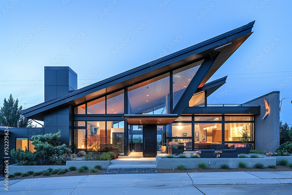A modern house design inspired by the spread wings of an eagle ...
