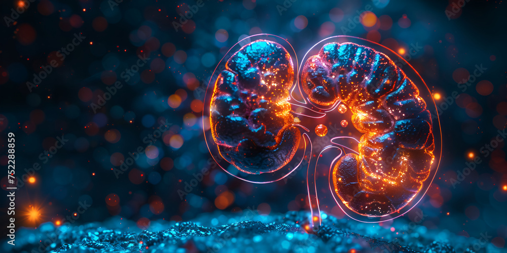 Human kidney cross section on scientific background Anatomical graphic ...