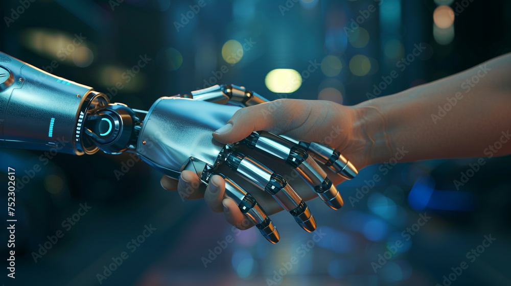 A concept image of a handshake between a human and robot Stock Photo ...