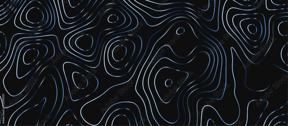 Abstract outline topographic contour map background. Dark texture ...
