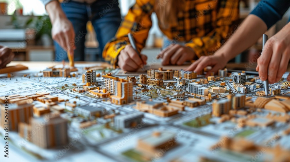 engineering team collaboration, project discussion with model building ...