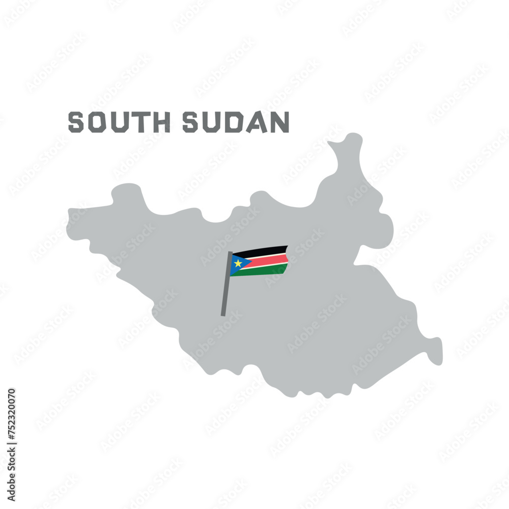 South Sudan vector map with the flag inside. Map of the South Sudan ...