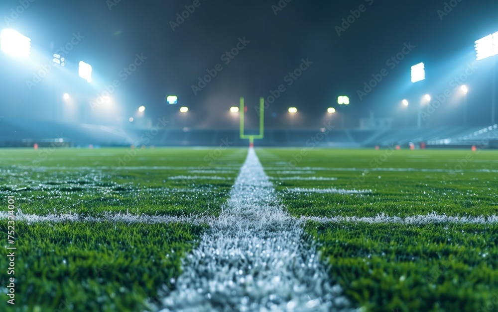 Floodlit Football Field at Night, A football field under bright ...