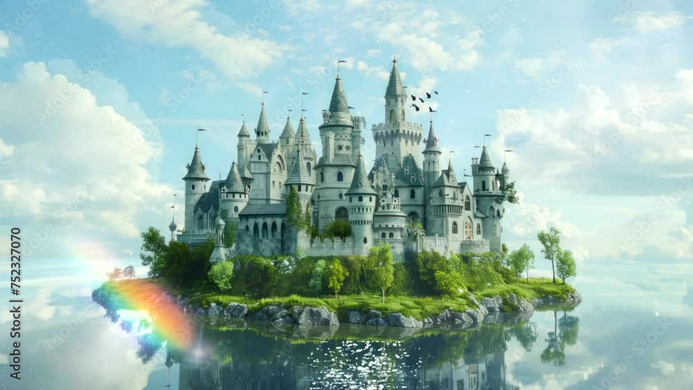 floating castle kingdom island on sky, amazing building for live ...