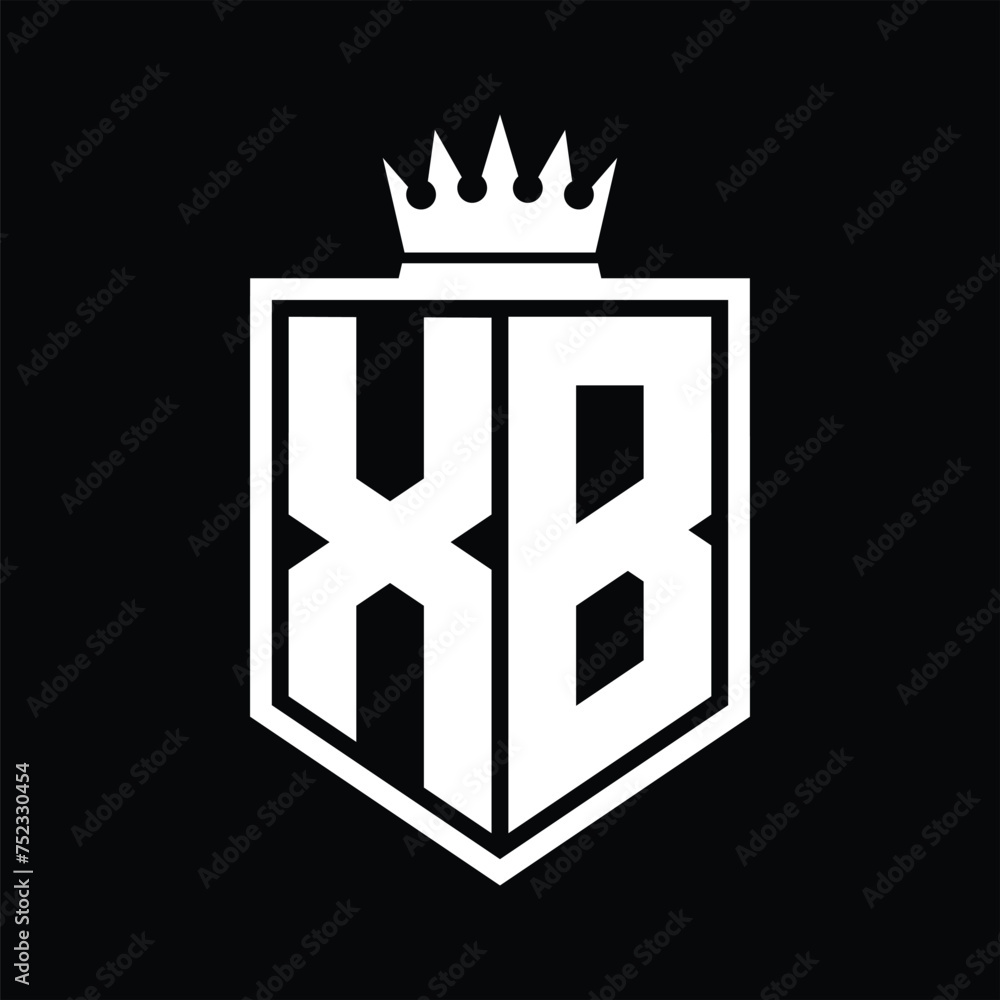 XB Logo monogram bold shield geometric shape with crown outline black ...
