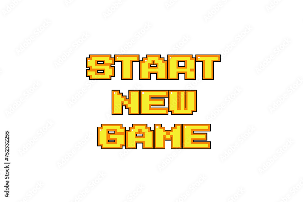 START NEW GAME. pixel art .8 bit game. retro game. for game assets in ...