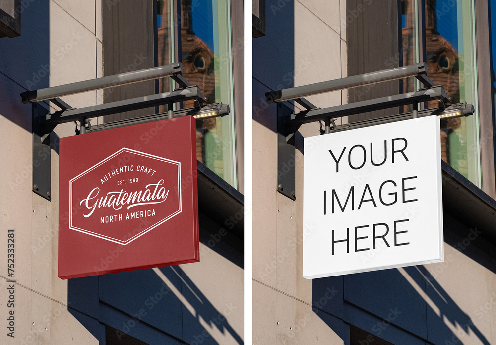Square Street Signage Mockup Stock Template | Adobe Stock