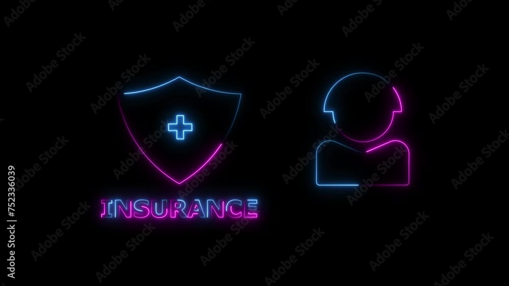 Standard construction safety concept and insurance neon text animation ...