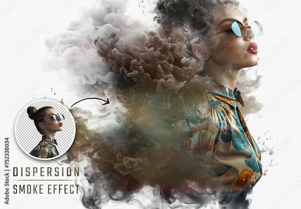 Smoke Dispersion Photo Effect Mockup Generative Ai Stock Template Adobe Stock