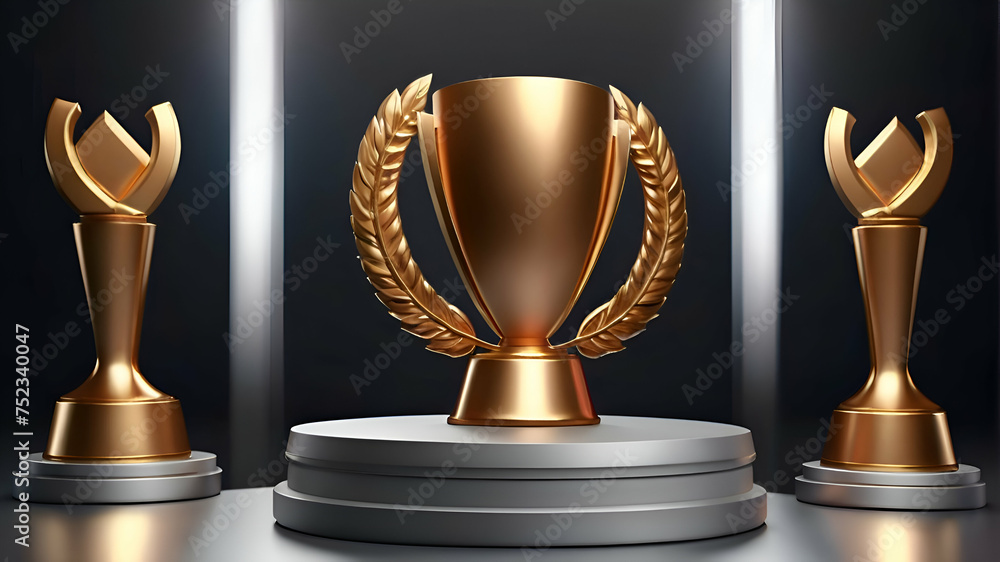 Winner award podium prize silver gold trophy win champion pedestal ...