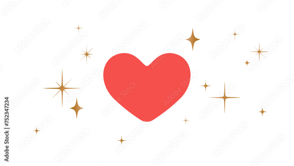 Heart sign, Love symbol with stars. Heart icon love with star, white ...