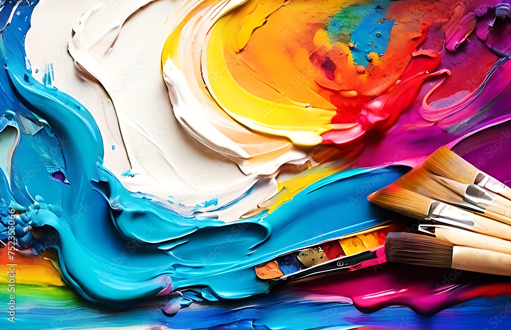 Abstract painting beauty in nature smooth wet paintbrush creates ...