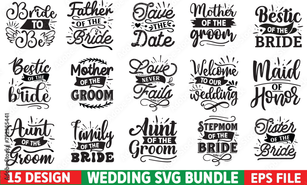 Vecteur Stock Wedding SVG Bundle, Marriage Svg, Groom Saying, Wedding ...