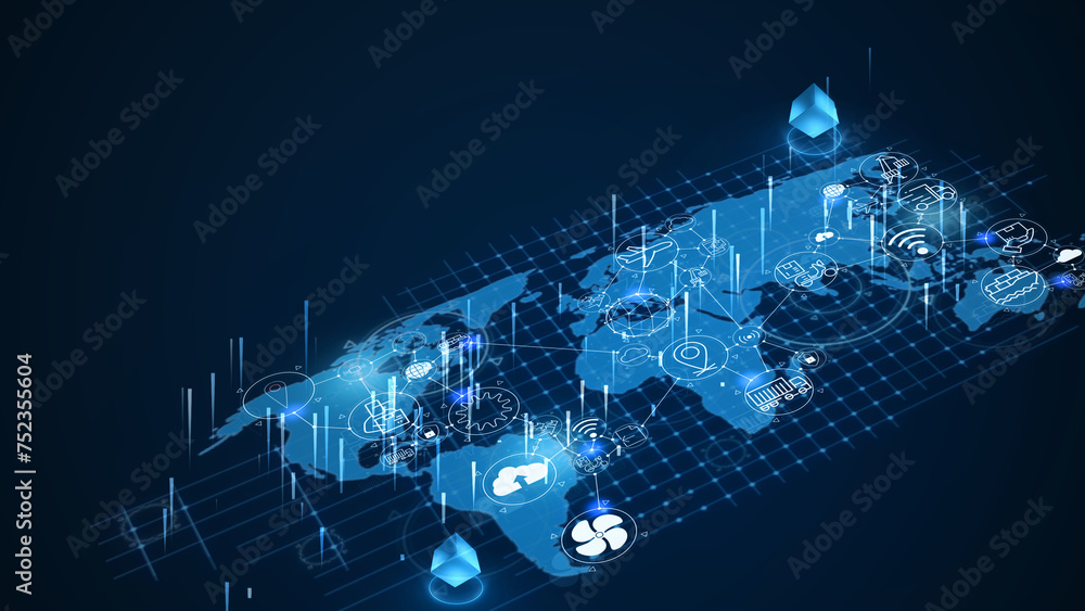AI technology Map, mapping with Logistics Icons connection line ...