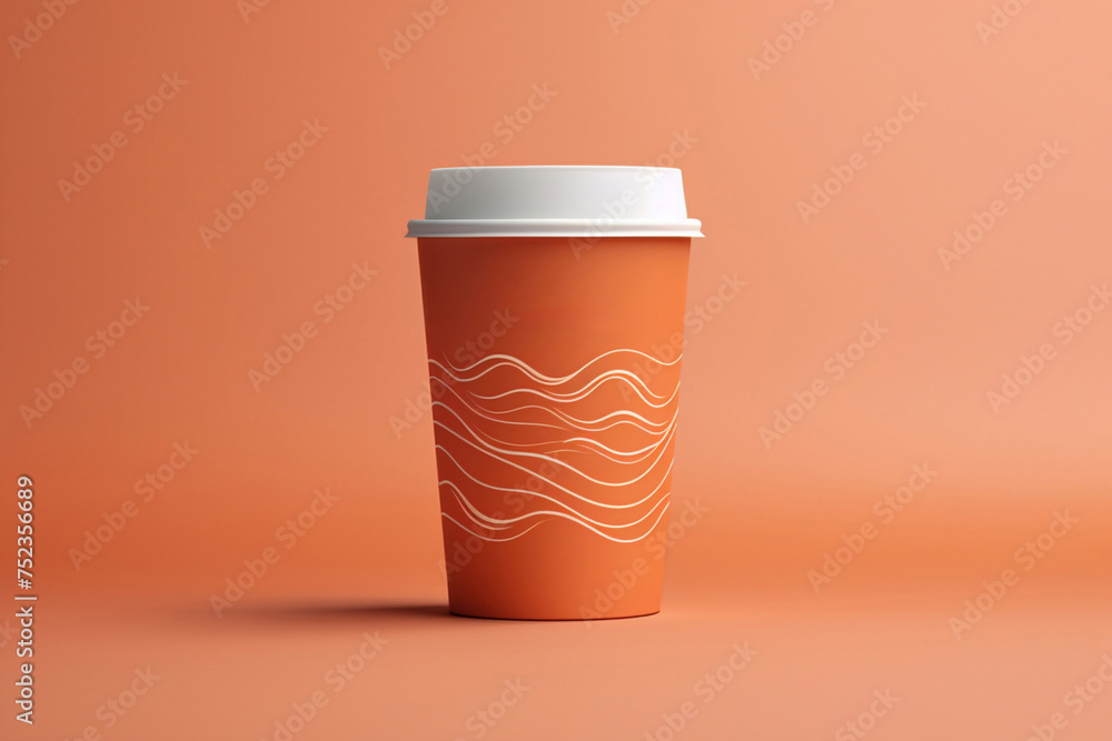 Behold a range of orange mock-up paper cups, perfect for coffee to go ...